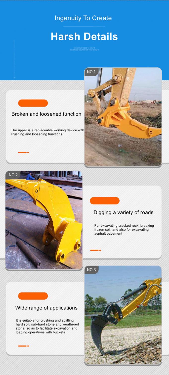 Small / Large Excavator Ripper Attachment Single / Double Hook Tooth Ripper